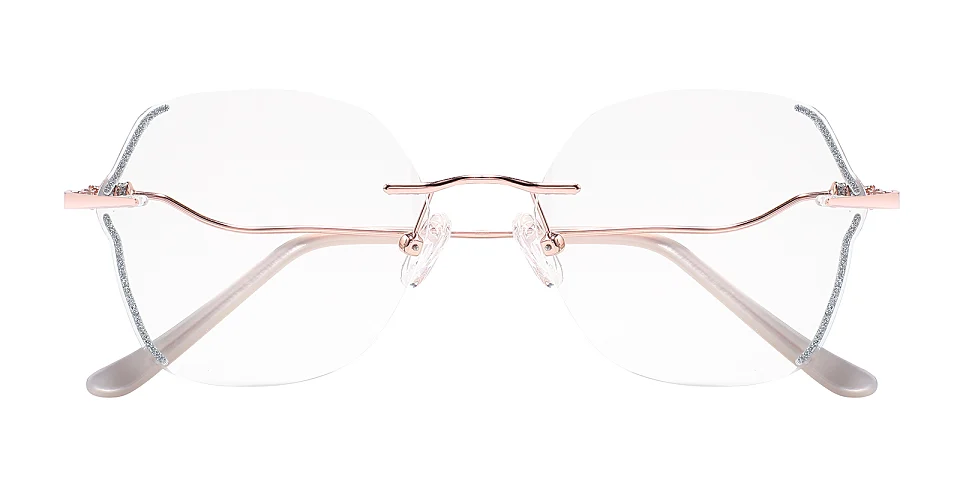 Twinkle Rose Gold And Silver Polygon Eyeglasses