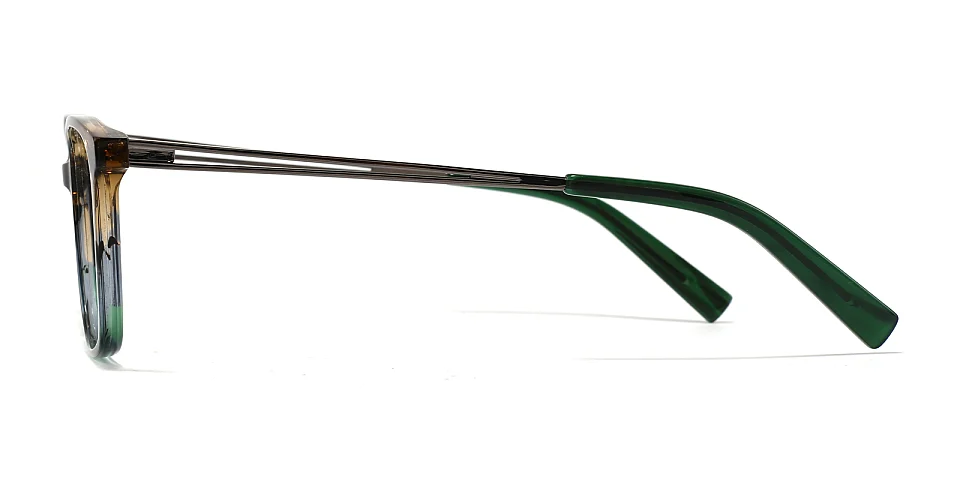 Susy Brown And Green Rectangle Eyeglasses