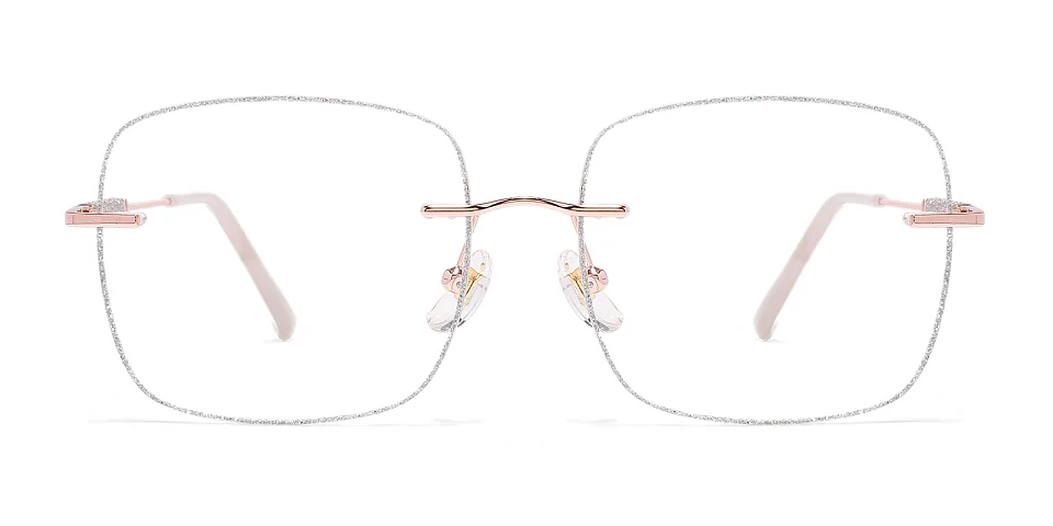 Sparkle Rose Gold And Silver Square Eyeglasses