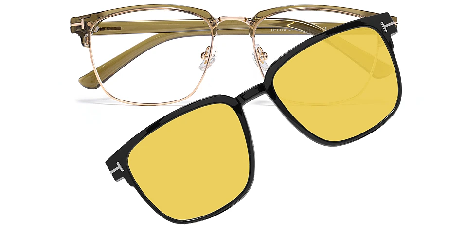 Peta Seaweed & Yellow Browline Eyeglasses | CliCliMe.com