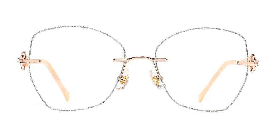 Glitter Rose Gold And Silver Polygon Eyeglasses
