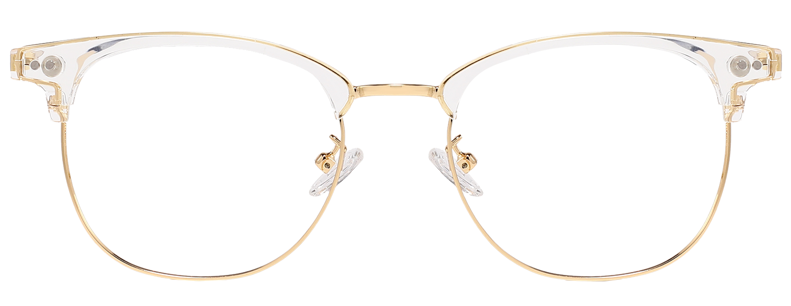 Beryllia Clear & Gold Square Eyeglasses | CliCliMe.com