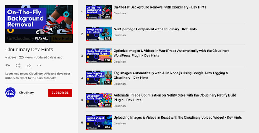 Learn How to Work with Images and Videos at Scale with Cloudinary Dev Hints