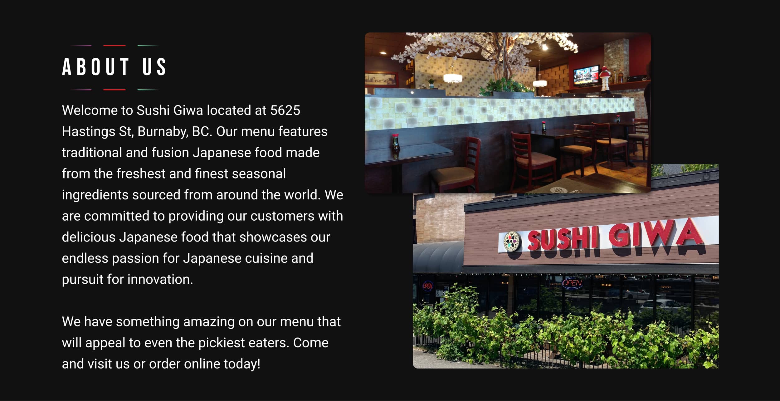 Sushi Giwa | Japanese Restaurant in Burnaby | Order Online