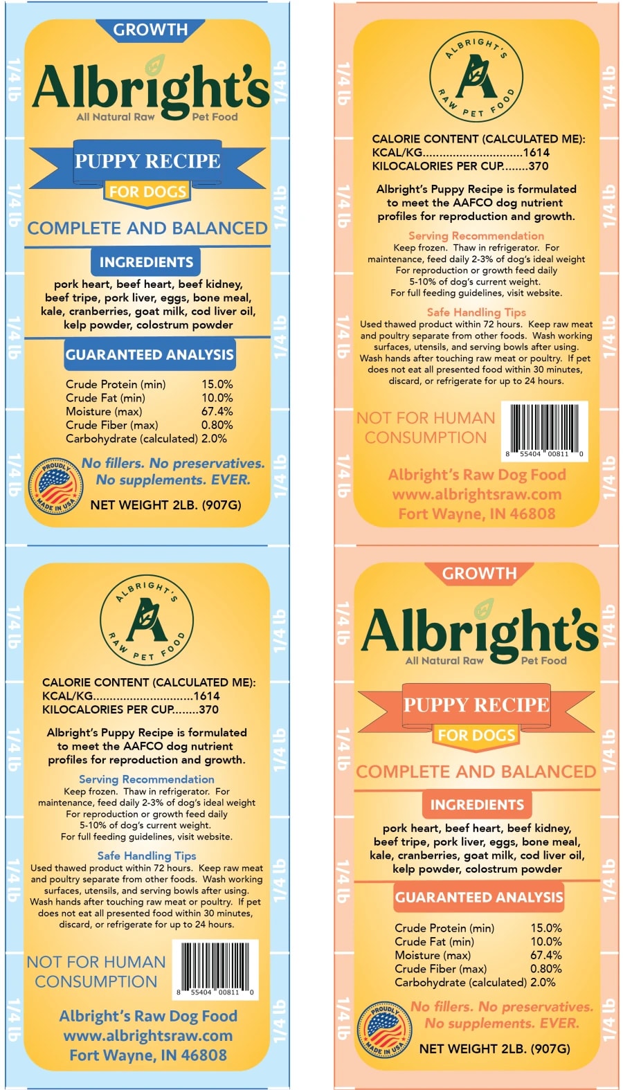 Puppy Recipe Label Color