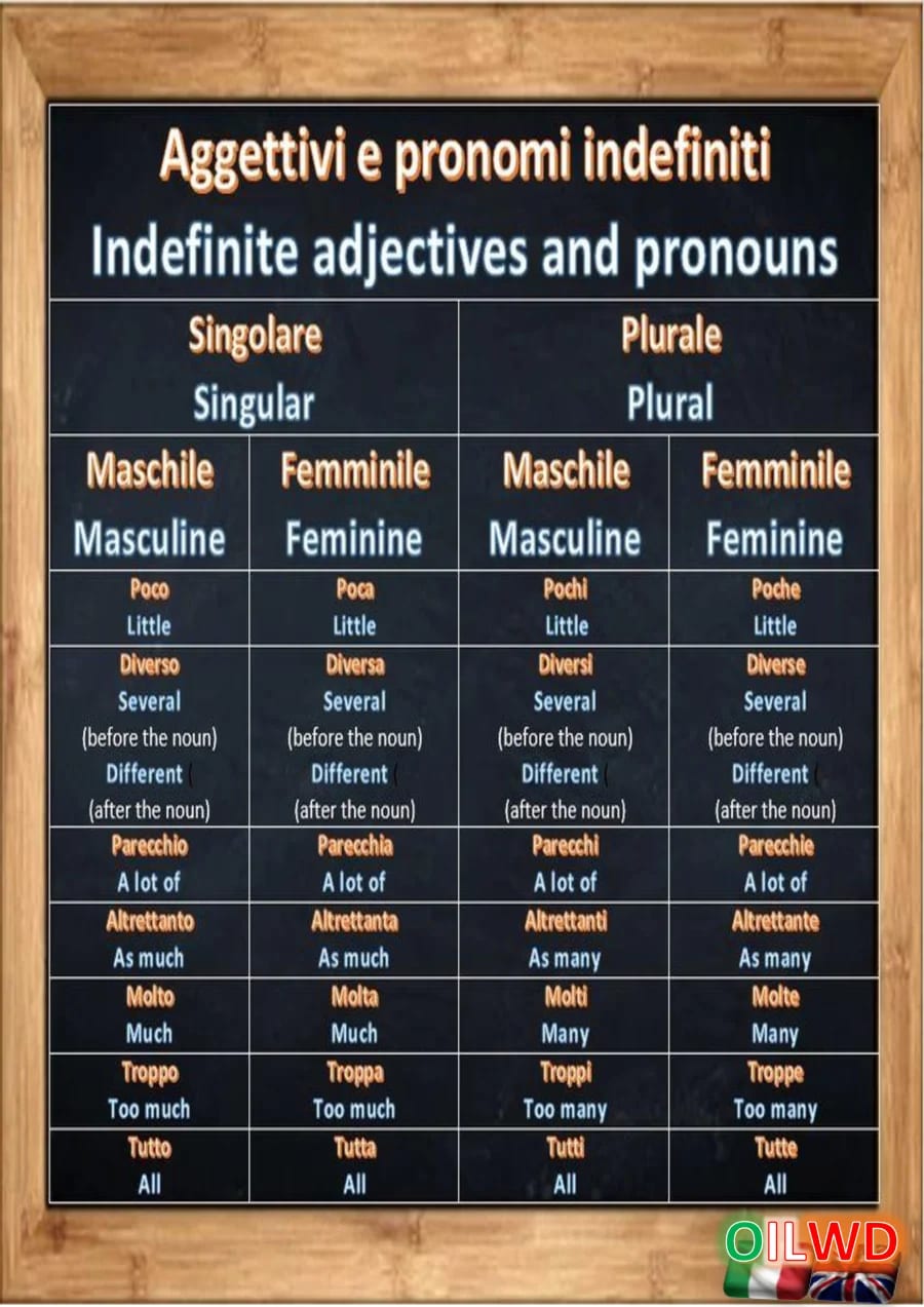 Aggettivi e pronomi indefiniti - Indefinite adjectives and pronouns ...