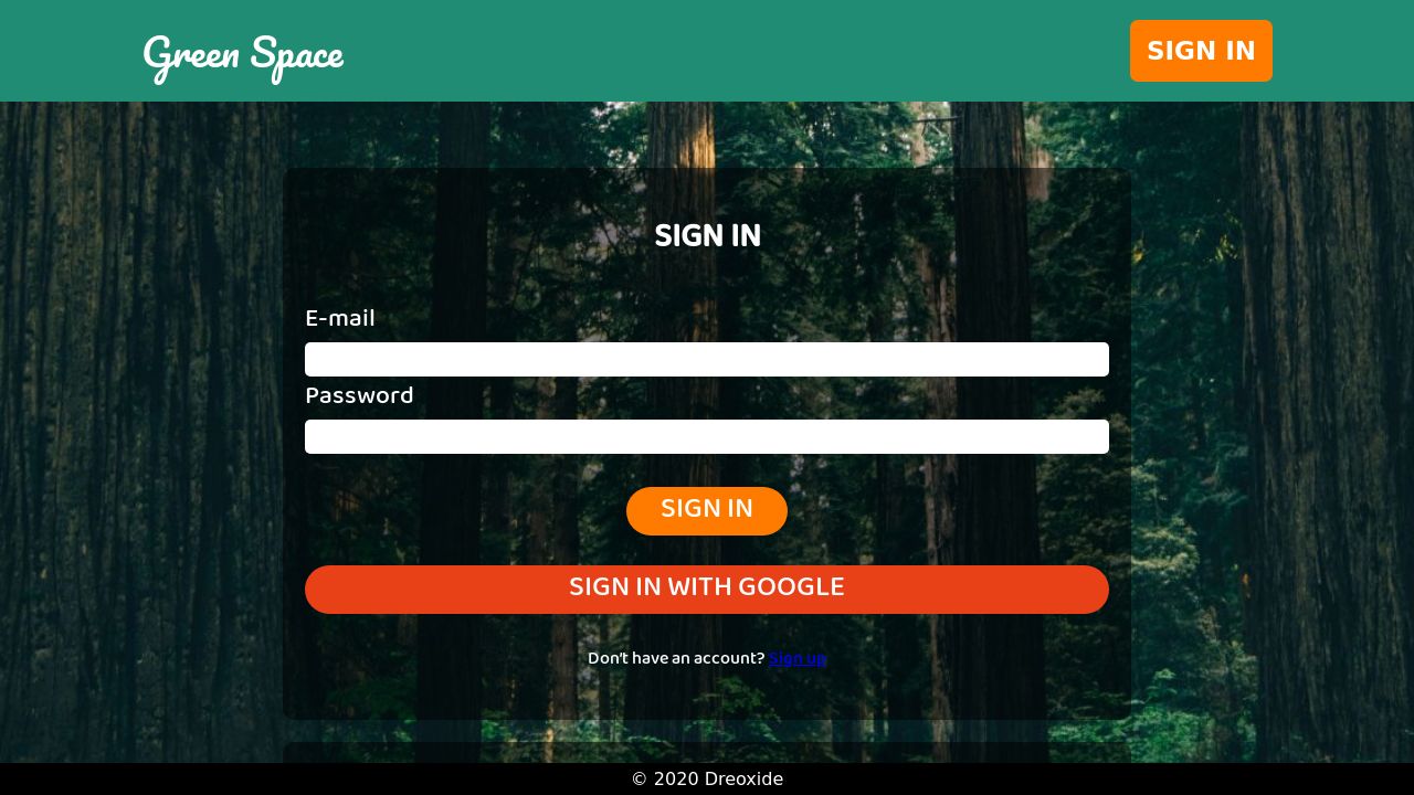 Green Space - Sign Up and Registration Form