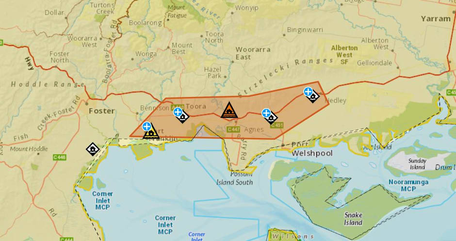 Flooding closes South Gippsland Highway between Toora and Hedley
