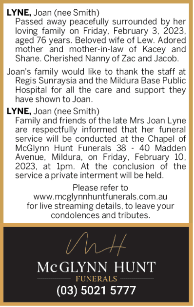 LYNE, Joan (nee Smith) LYNE, Joan (nee Smith)