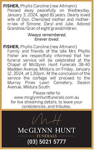 FISHER, Phyllis Caroline (nee Altmann)