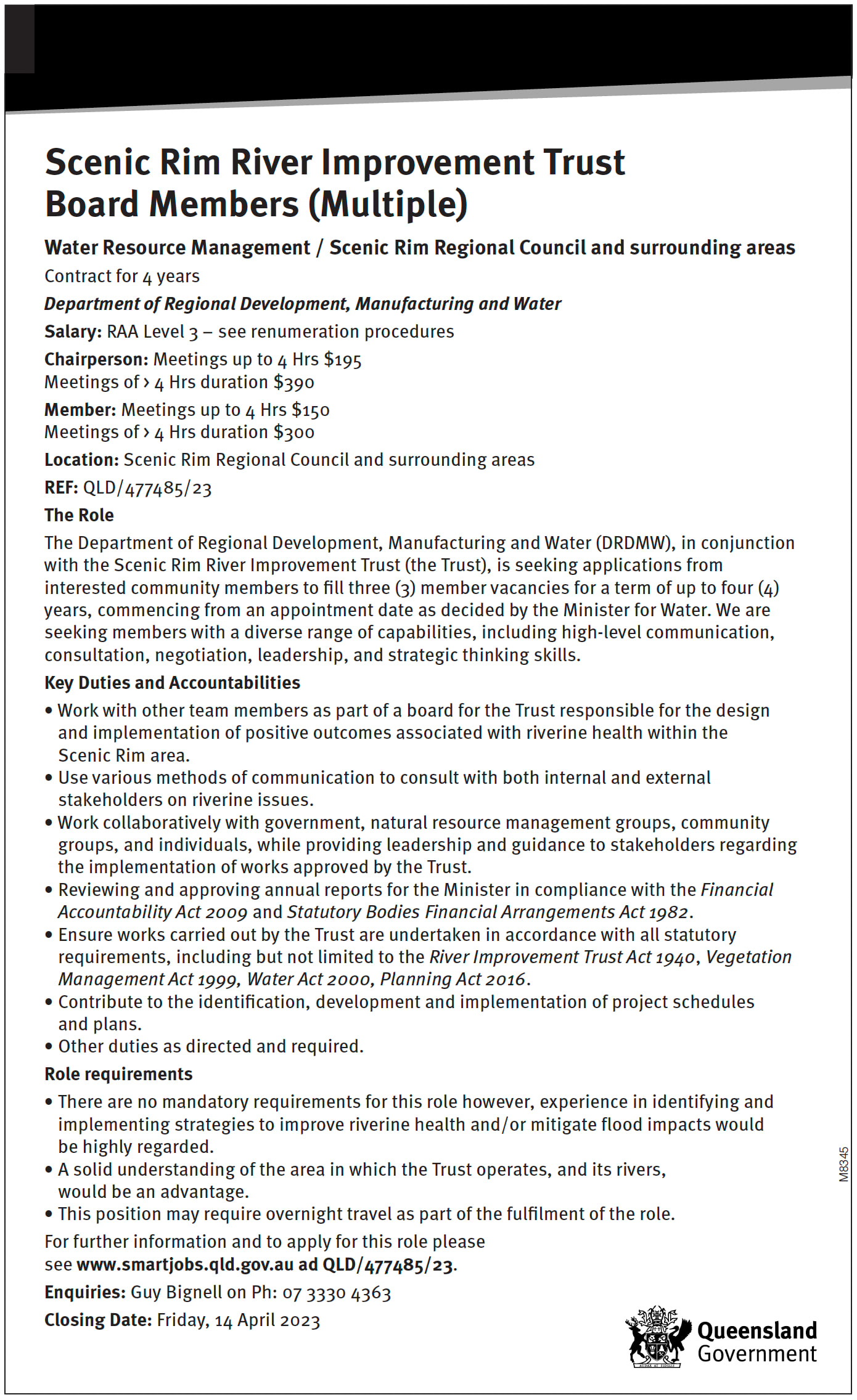 Scenic Rim River Improvement Trust Board Members (Multiple)