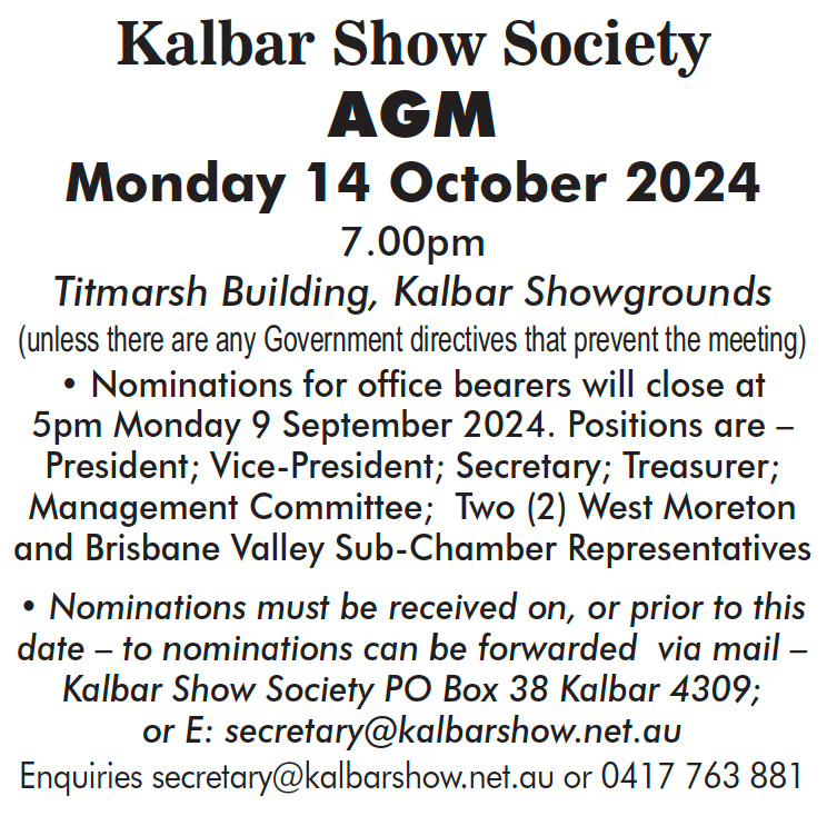 Kalbar Show Society AGM