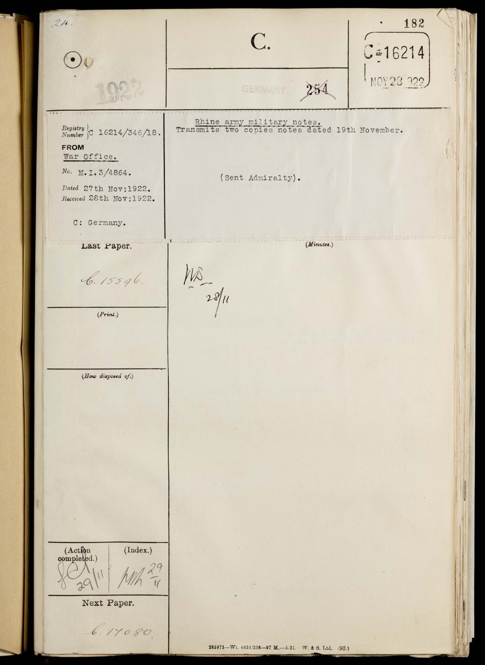 Rhine army military notes | History Commons