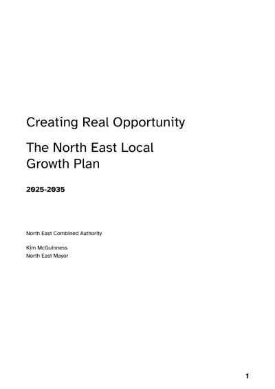 North East Local Growth Plan | Commonplace