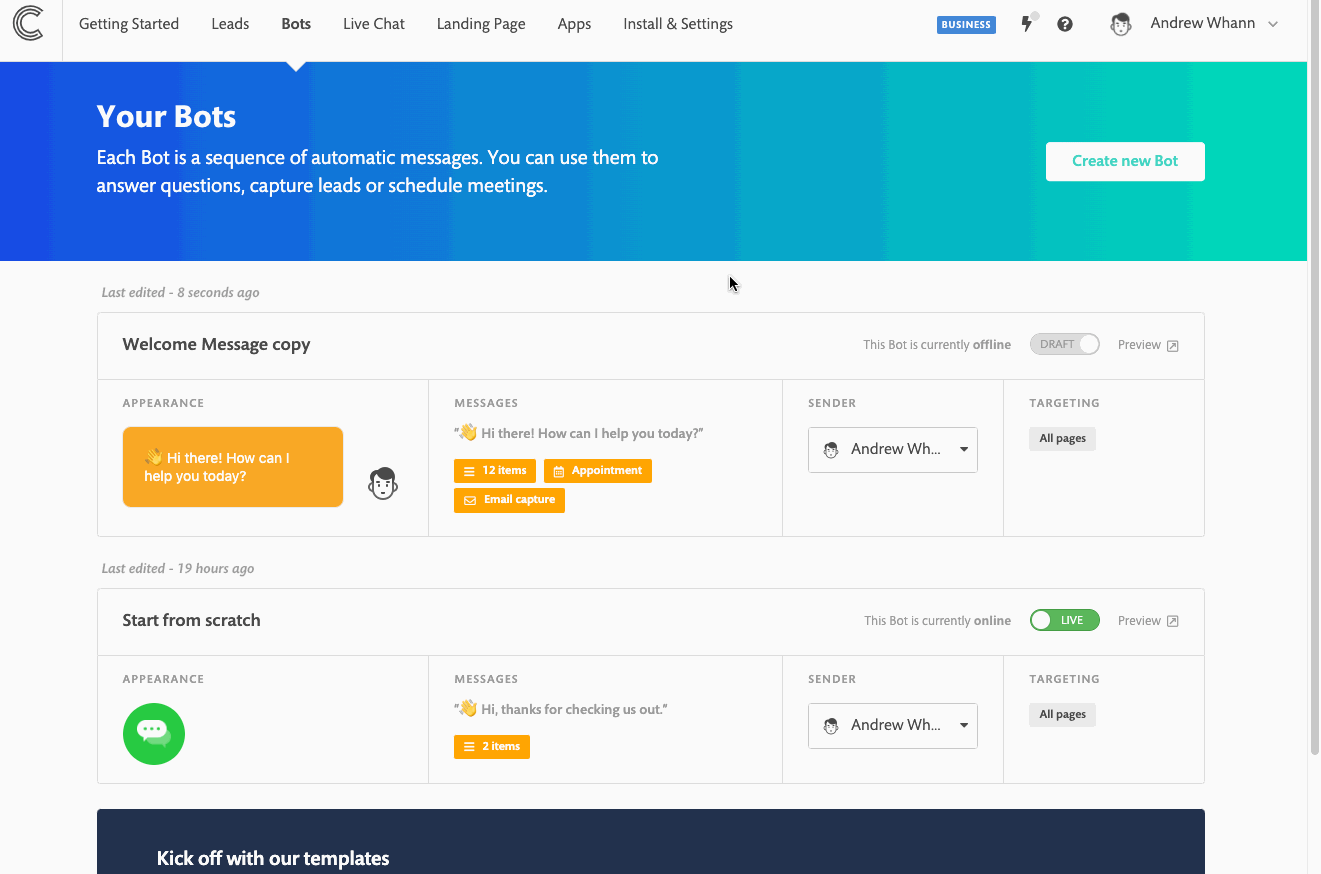 How to edit the header of your bot - Continually Knowledge Base