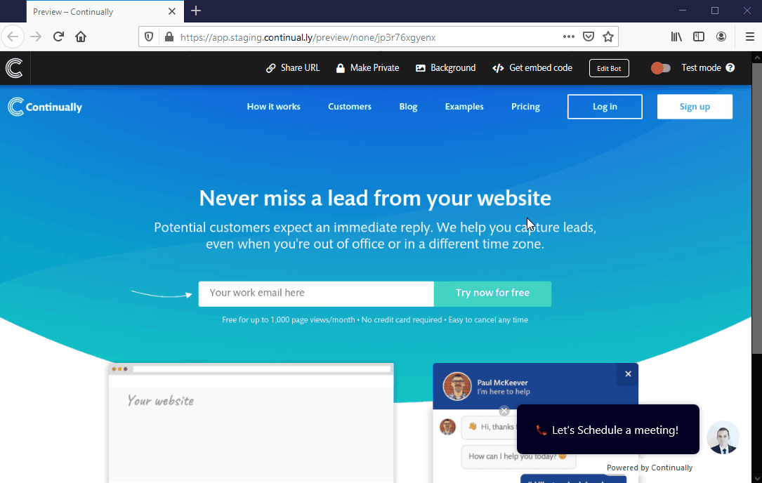 Send, test and preview your bot - Continually Knowledge Base