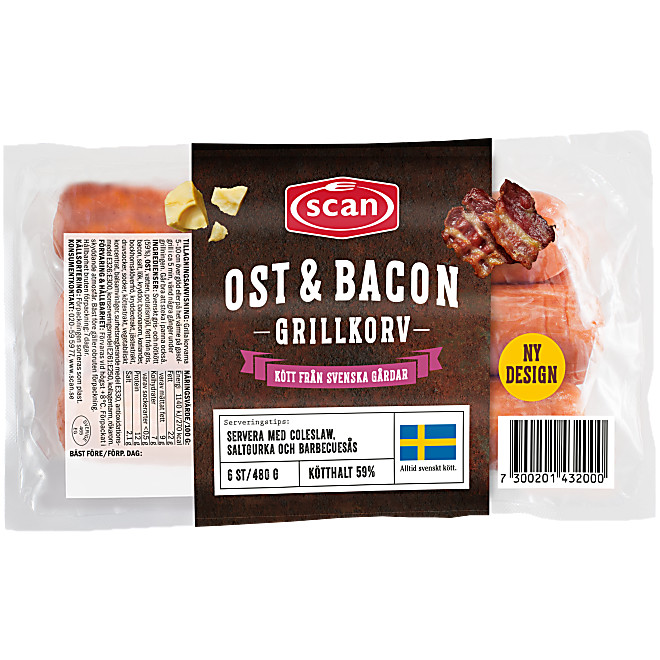 Grillkorv Ost & bacon - Scan - Coop
