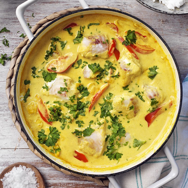 Curryfisk i krämig sås med ris | Recept | Coop