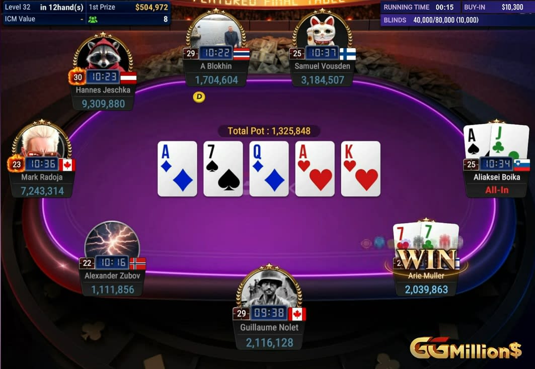 Samuel Vousden se consagró campeón del GGMillion$