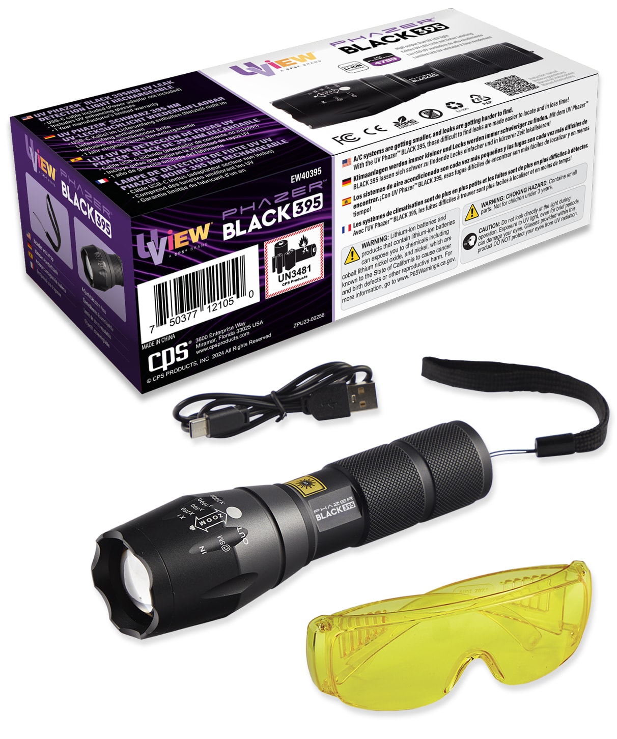 UView® Phazer™ BLACK 395 | UV Leak Detection Light Rechargeable | EW40395