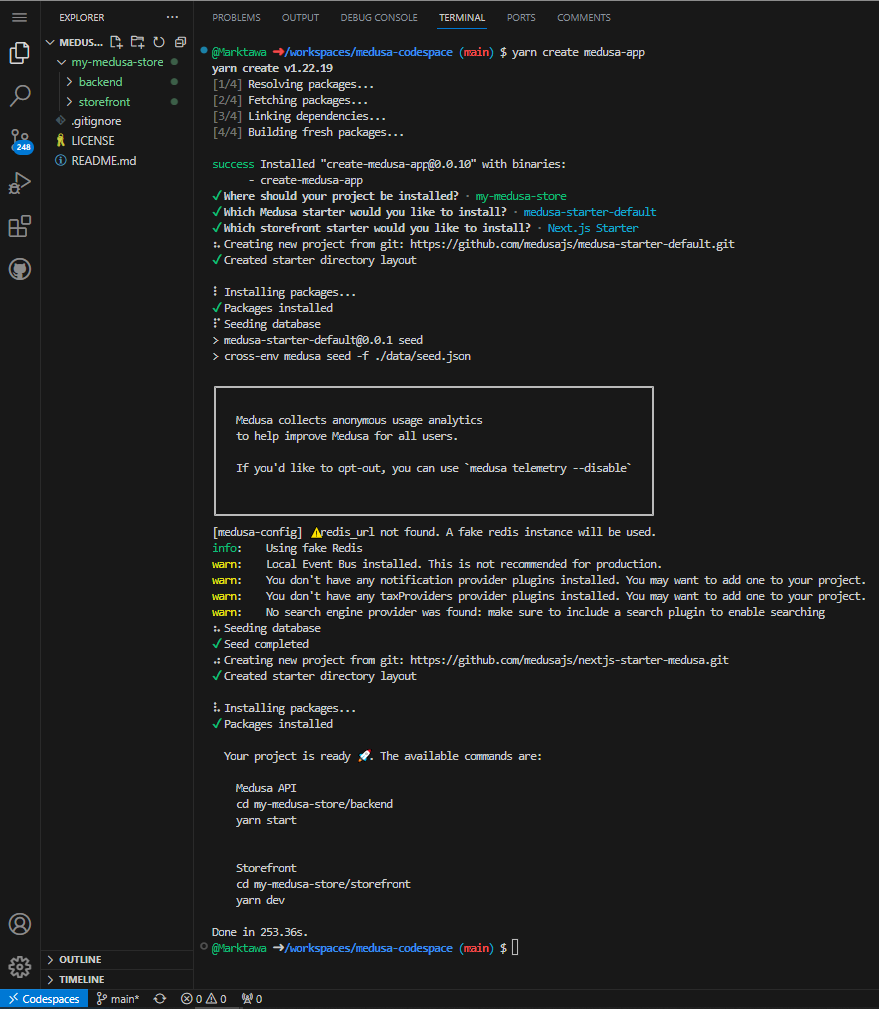 How To Run Medusa Using Github Codespaces