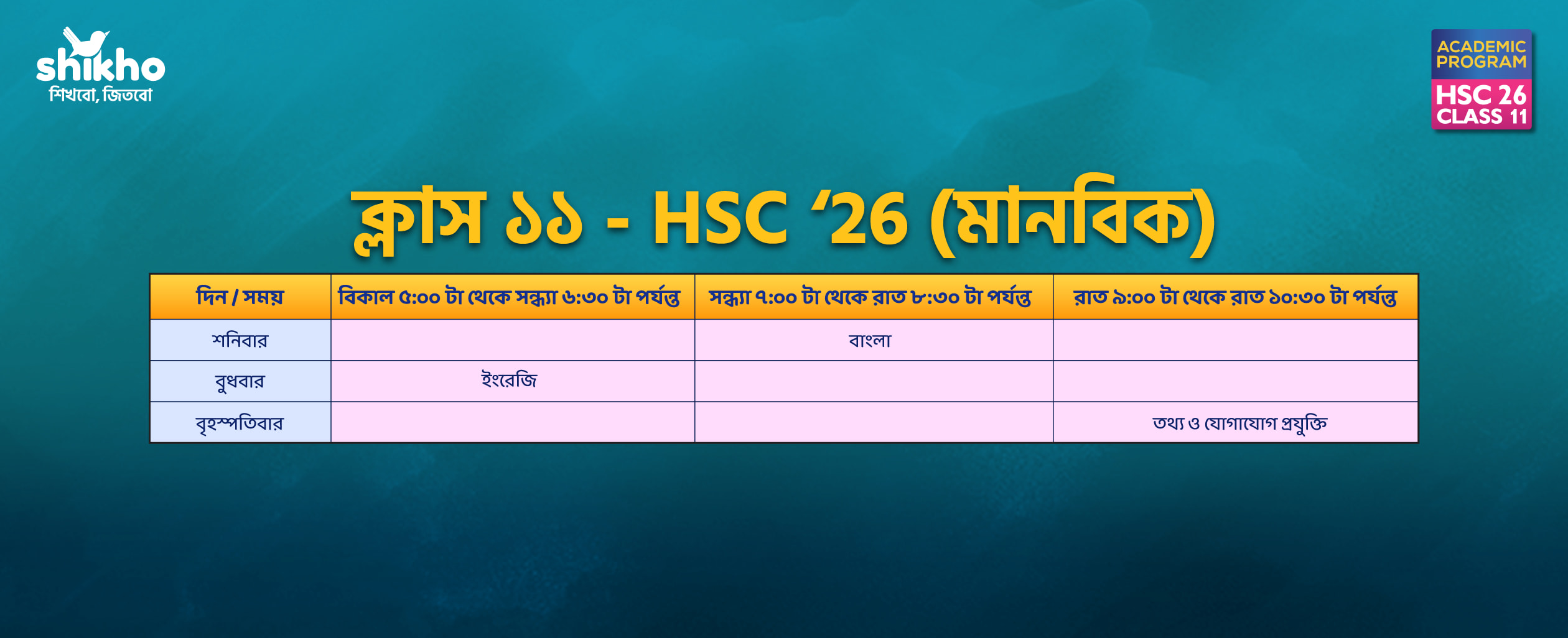 HSC '26 - ১১শ শ্রেণি | একাডেমিক প্রোগ্রাম | Humanities