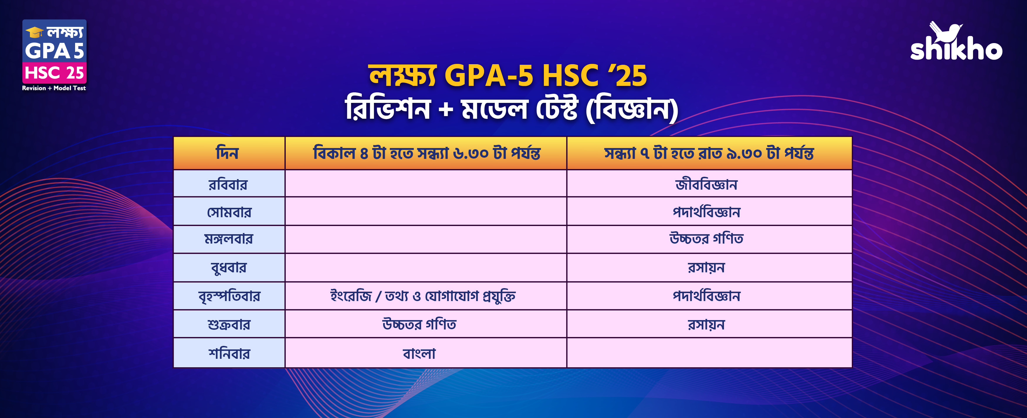 লক্ষ্য GPA-5 HSC '25 । Revision + Model Test । Shikho