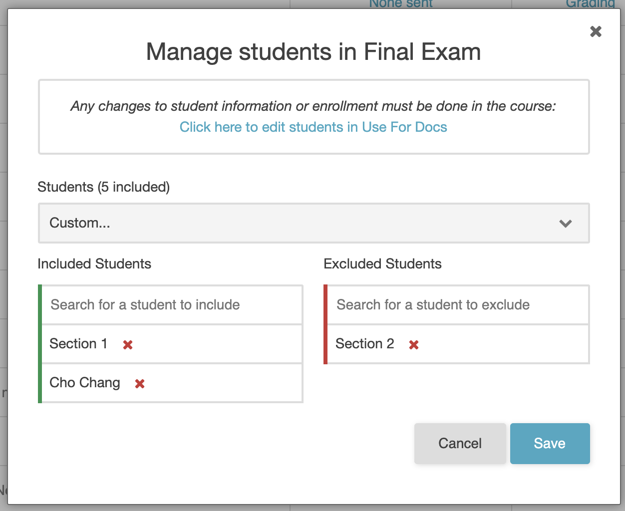 Managing students in Administered Assessments | Crowdmark
