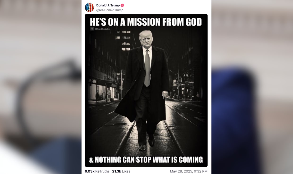 News Trump Posts Meme Saying He’s ‘On a Mission From God’ Featuring Alt ...