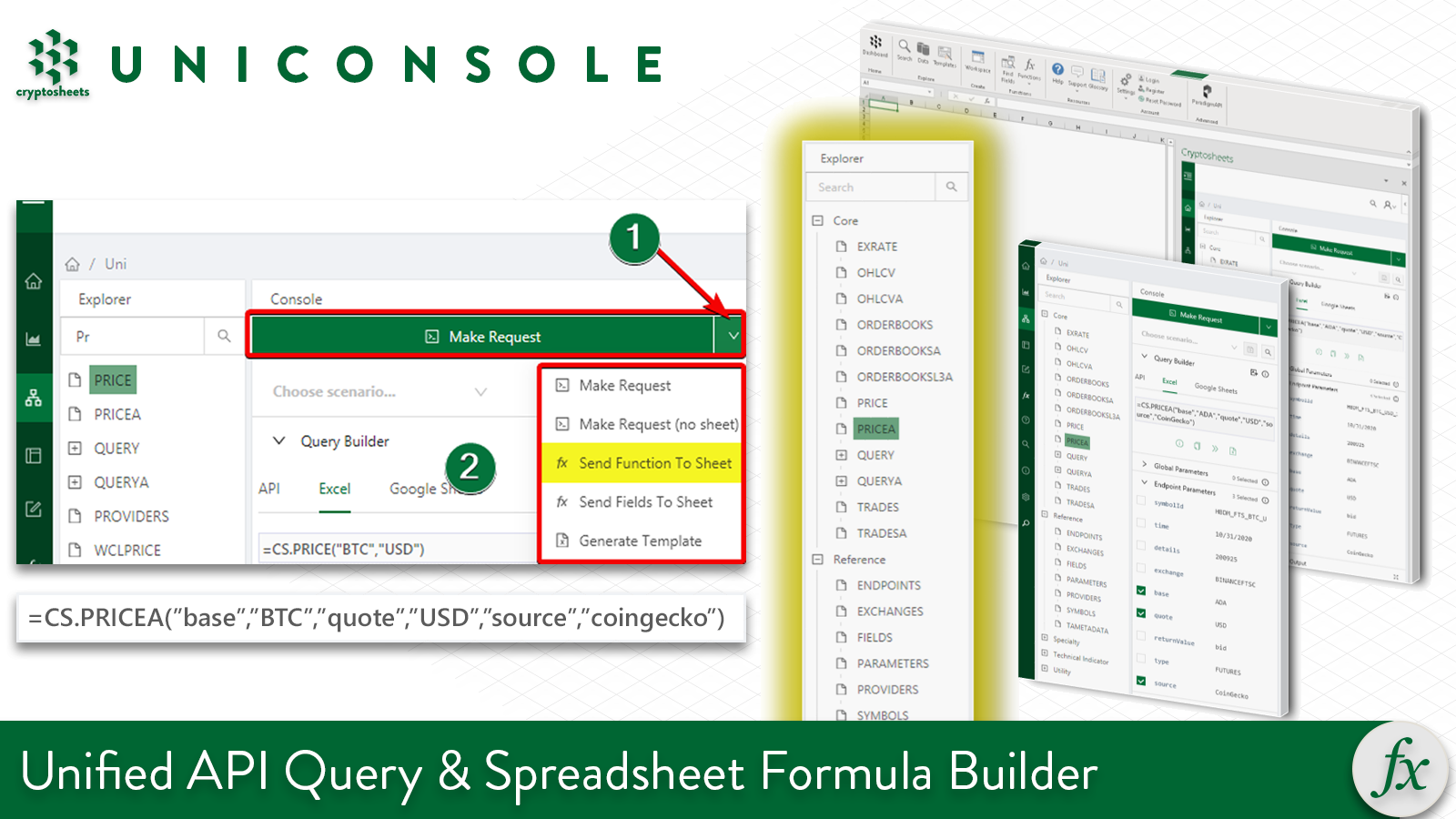 Cryptosheets Unified API Query & Spreadsheet Formula Builder | Cryptosheets