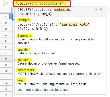 Query | Cryptosheets
