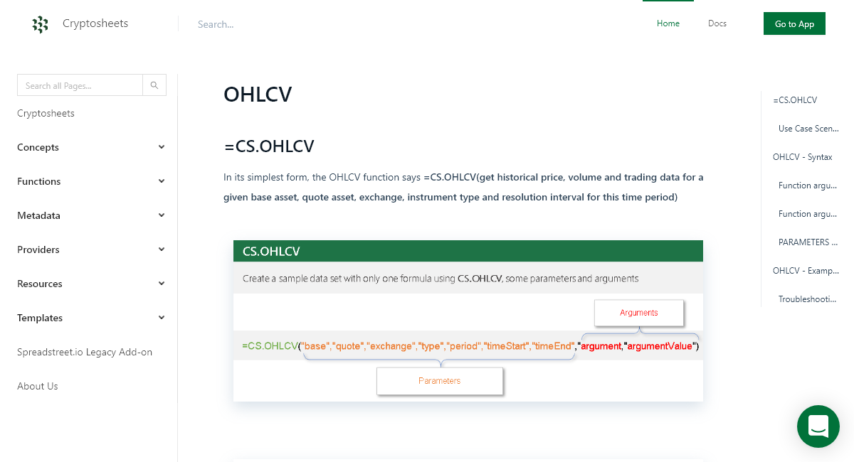 OHLCV | Cryptosheets