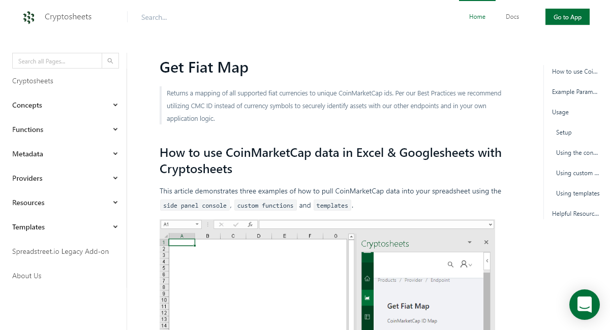 How to pull Get Fiat Map data from CoinMarketCap into Excel and Google Sheets | Cryptosheets