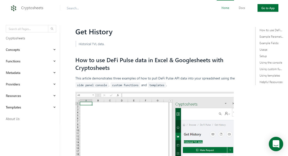 How to pull Get History data from DeFi Pulse into Excel and Google Sheets | Cryptosheets