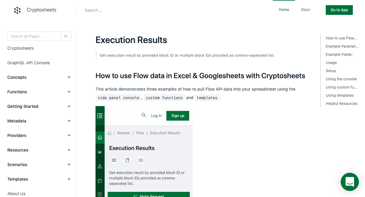 How to pull Execution Results data from Flow into Excel and Google Sheets | Cryptosheets
