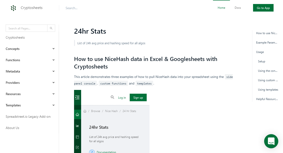 How to pull 24hr Stats data from NiceHash into Excel and Google Sheets | Cryptosheets