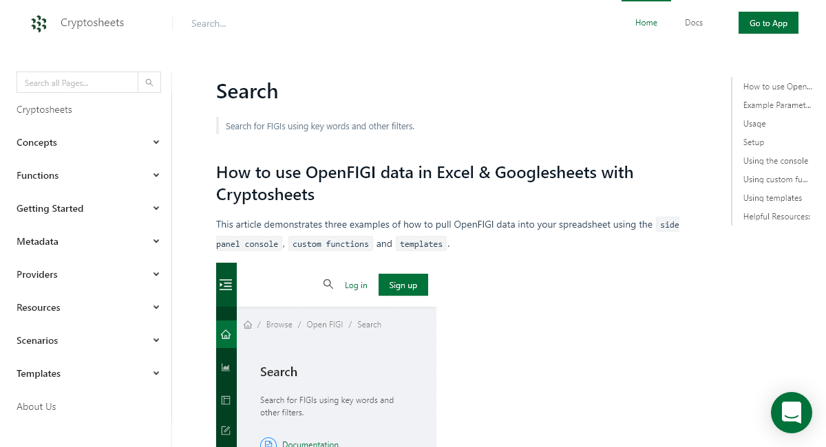 How to pull Search data from OpenFIGI into Excel and Google Sheets | Cryptosheets