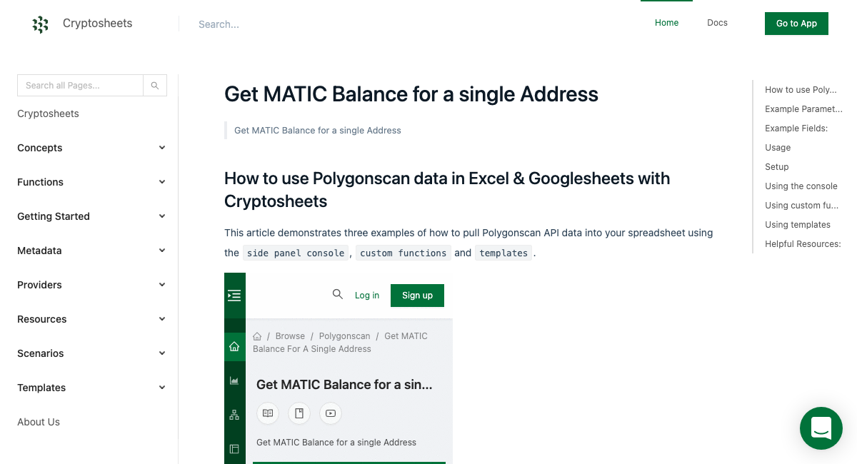 How to pull Get MATIC Balance for a single Address data from Polygonscan into Excel and Google ...