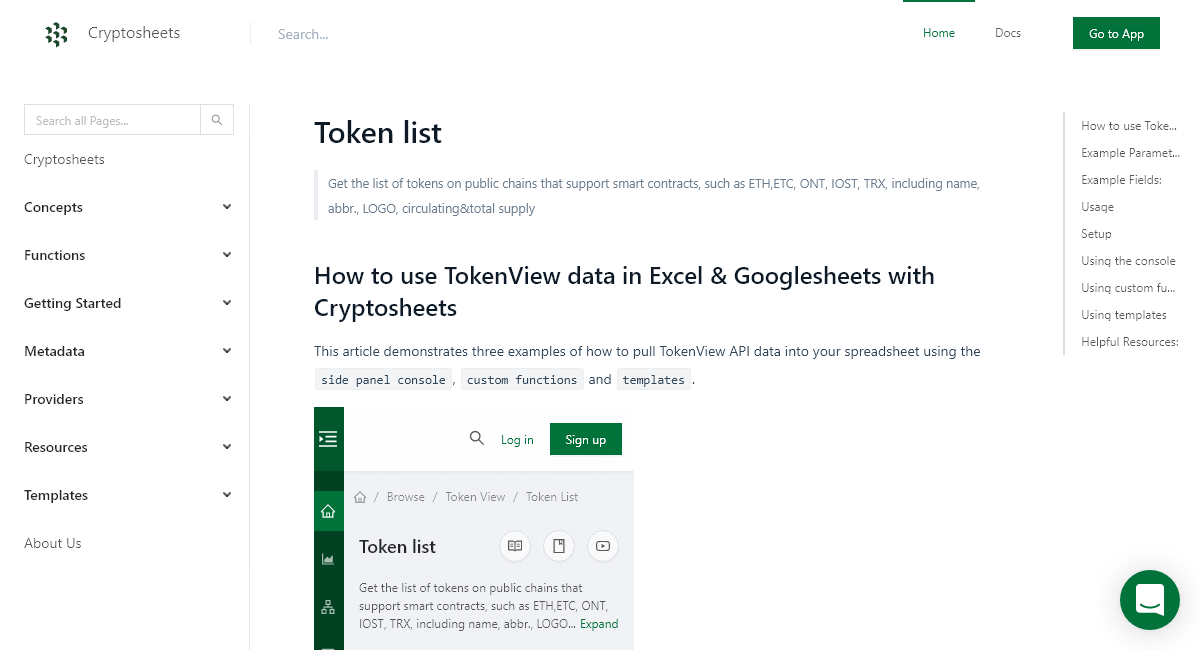 How to pull Token list data from TokenView into Excel and Google Sheets | Cryptosheets