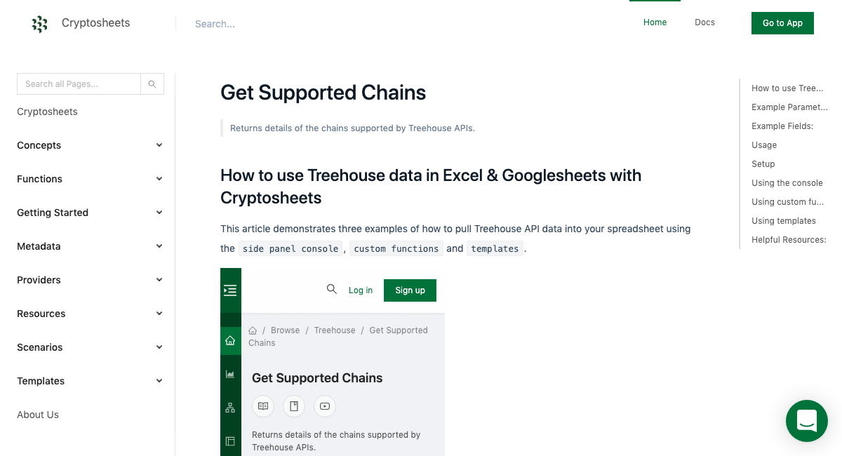 How to pull Get Supported Chains data from Treehouse into Excel and ...