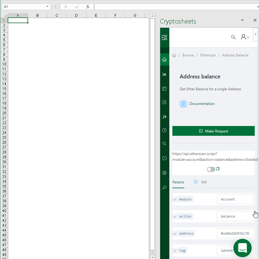 How to pull Address balance data from Etherscan into Excel and Google Sheets | Cryptosheets