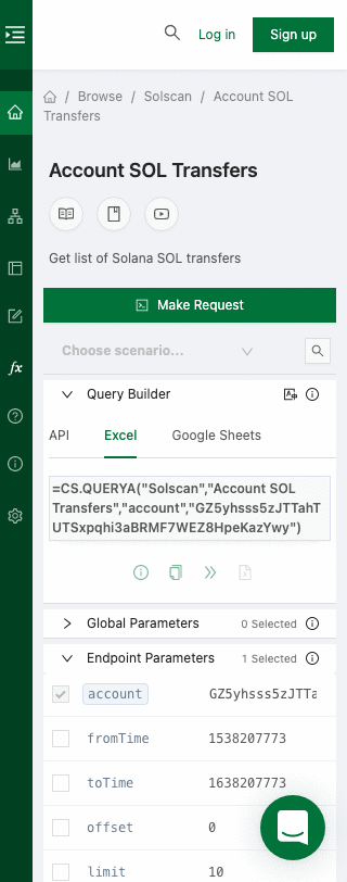 How to pull Account SOL Transfers data from Solscan into Excel and Google Sheets | Cryptosheets