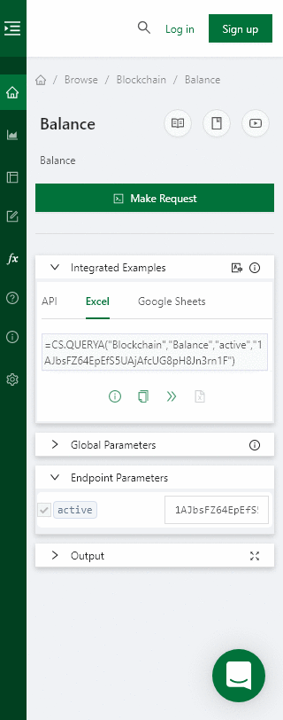 How to pull Balance data from Blockchain into Excel and Google Sheets | Cryptosheets