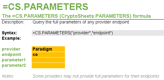 Parameters | Cryptosheets