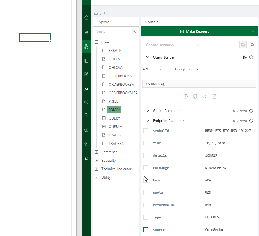 Cryptosheets Unified API Query & Spreadsheet Formula Builder | Cryptosheets
