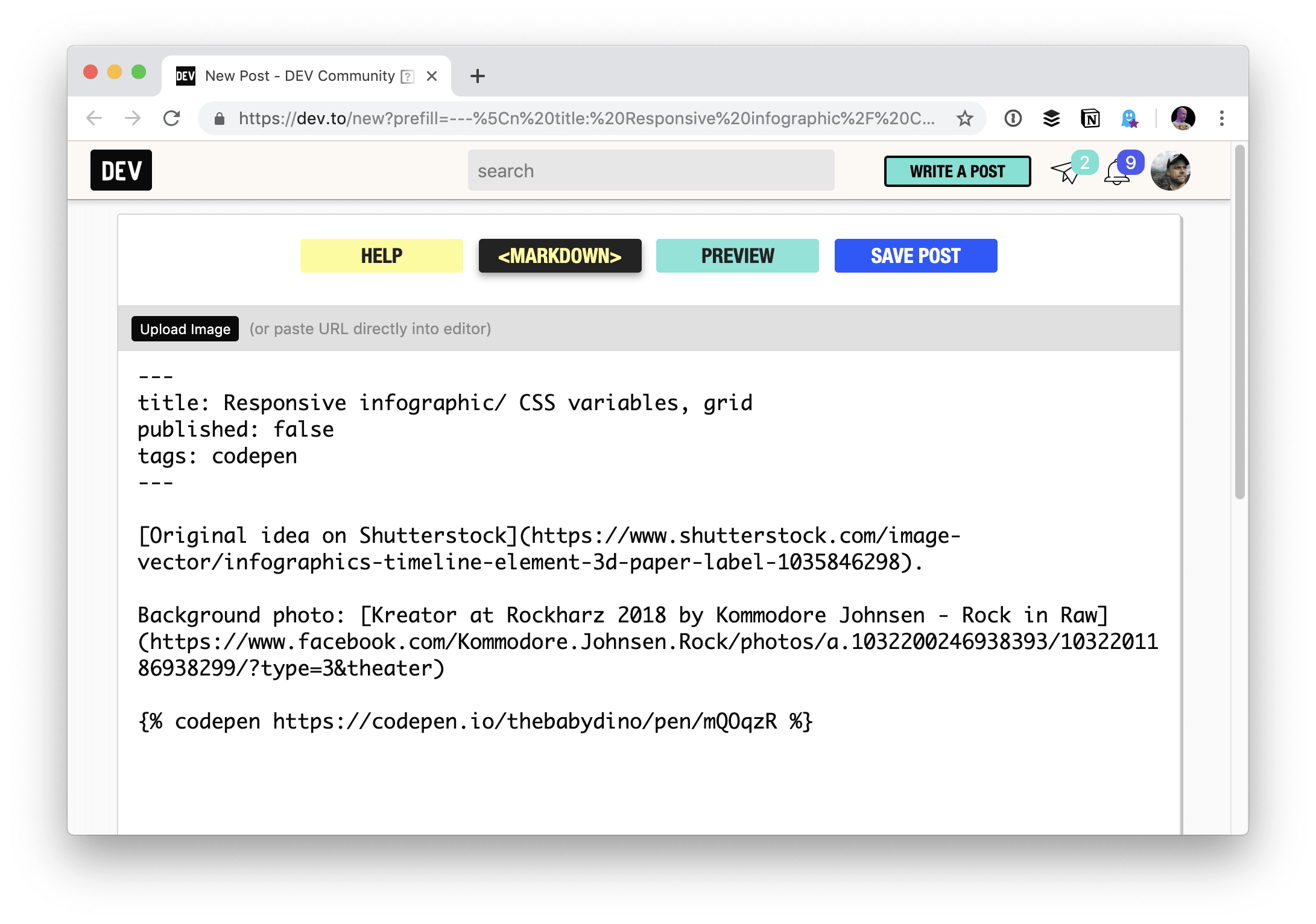 Share to DEV - CodePen Blog