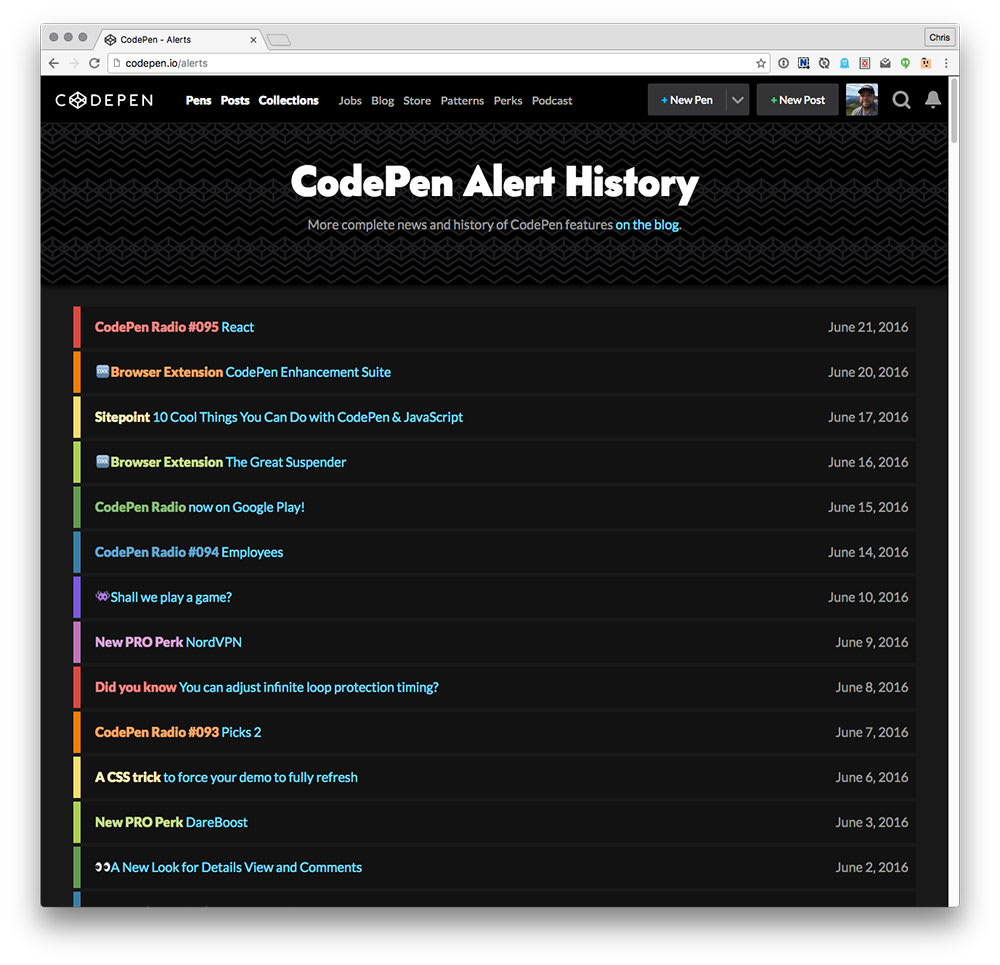 CodePen Alert History - CodePen Blog