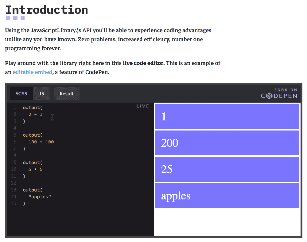 A Free Template for JavaScript Library Homepages - CodePen Blog