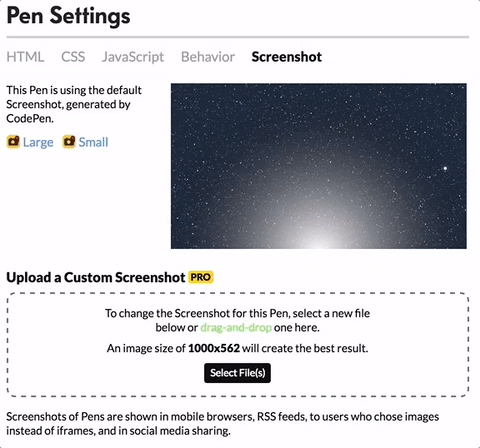 New PRO Feature: Custom Screenshots! - CodePen Blog