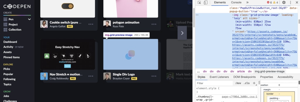 Lazy Loading and `srcset` images in the Grid - CodePen Blog